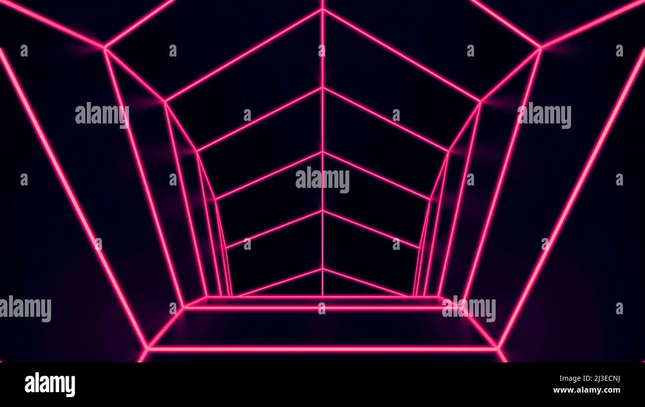 Abstract colorful tunnel silhouette on a black background, seamless ...