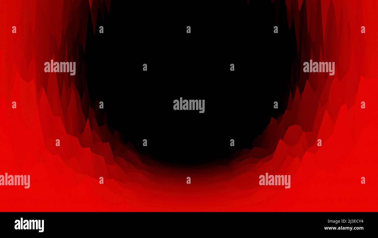 Abstract red cave with moving rocks on a black background. Animation ...