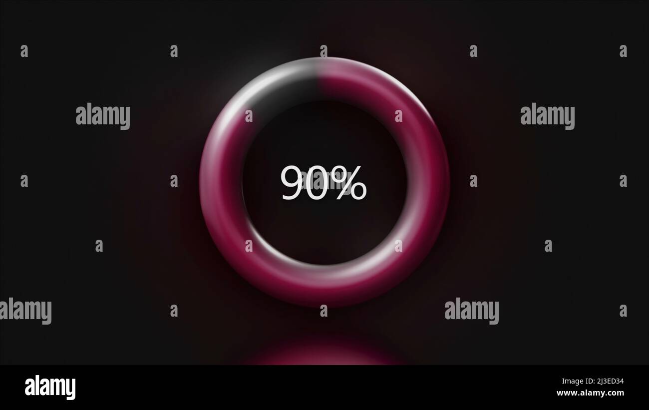 Color loading circle on black screen. Motion. Progress of loading from ...