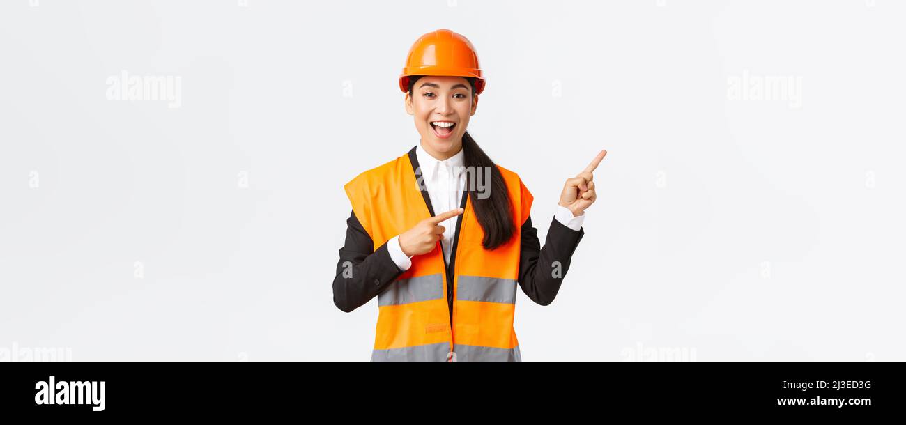 Building, construction and industrial concept. Excited confident ...