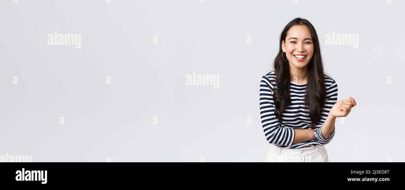 Lifestyle, people emotions and casual concept. Carefree happy outgoing ...