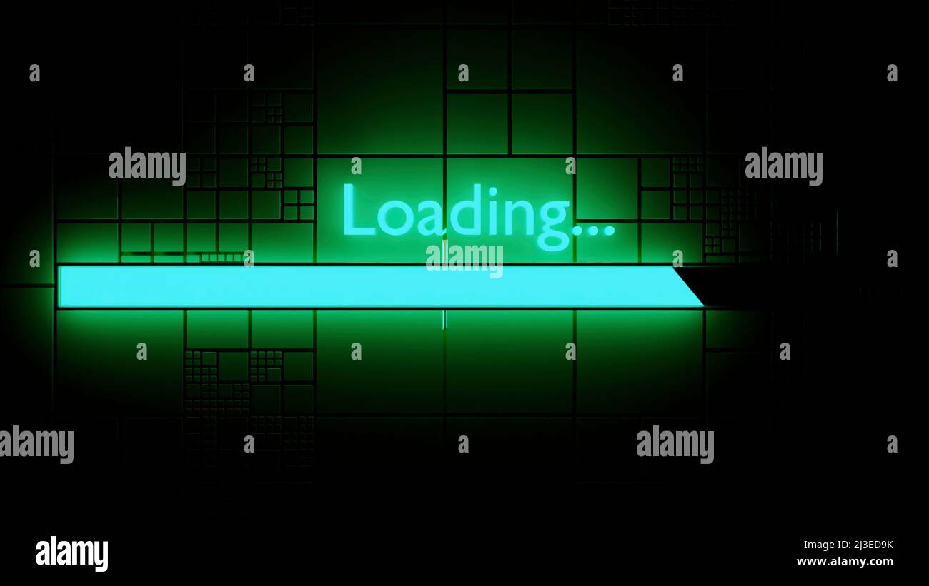 Animation of line progress, green neon background. Design. Abstract ...