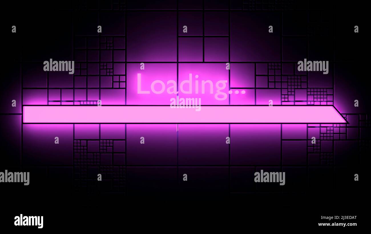 Animation of line progress, pink neon background. Design. Abstract ...