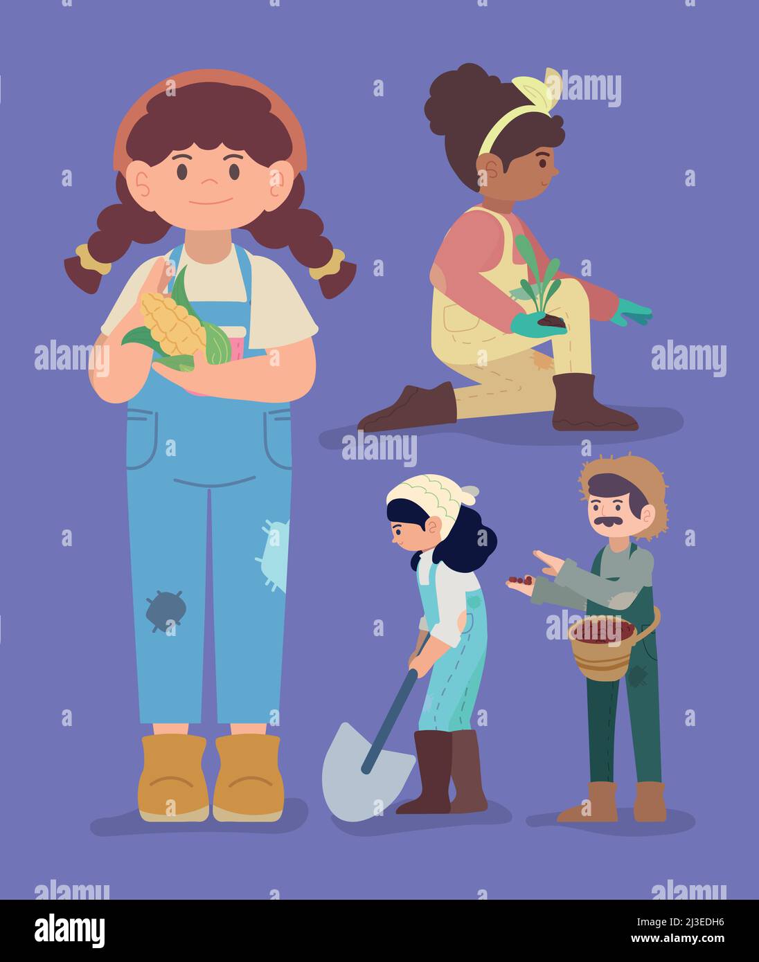 Woman farmer corn harvest Stock Vector Images - Alamy