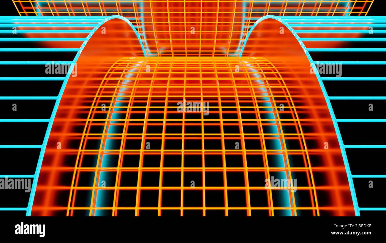 Neon pattern with a mechanism of narrow parallel and crossed lined ...