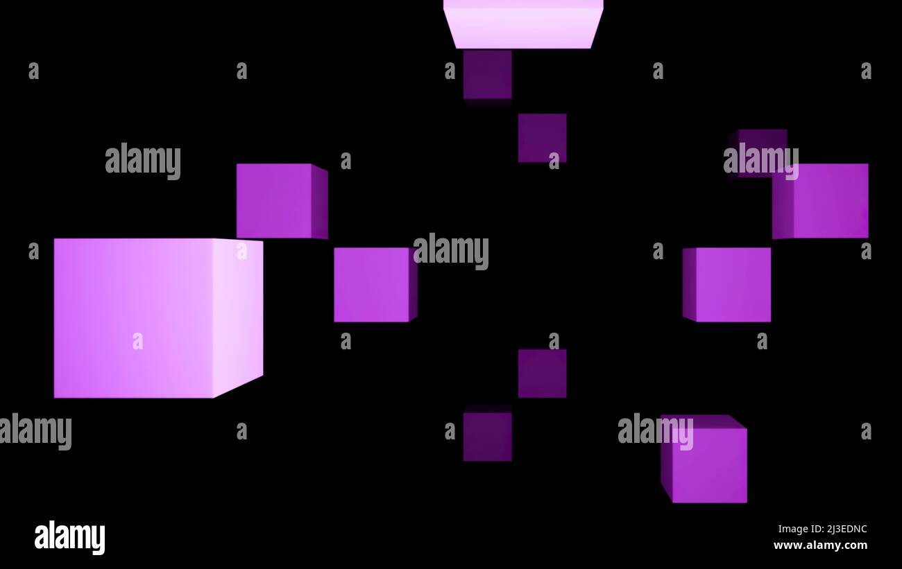 Abstract minimalistic background with colorful cubes fly towards the ...