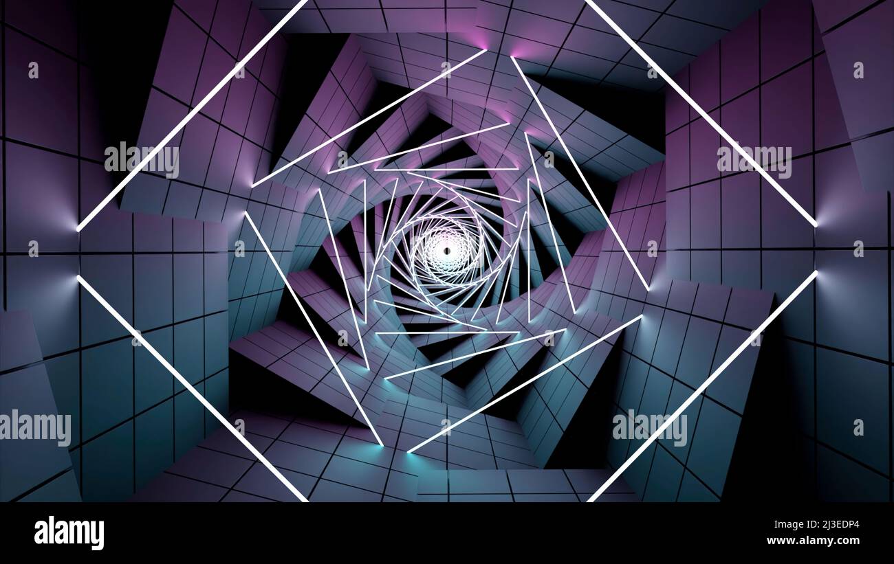 Cyberspace tunnel concept with spinning rhombuses, seamless loop ...