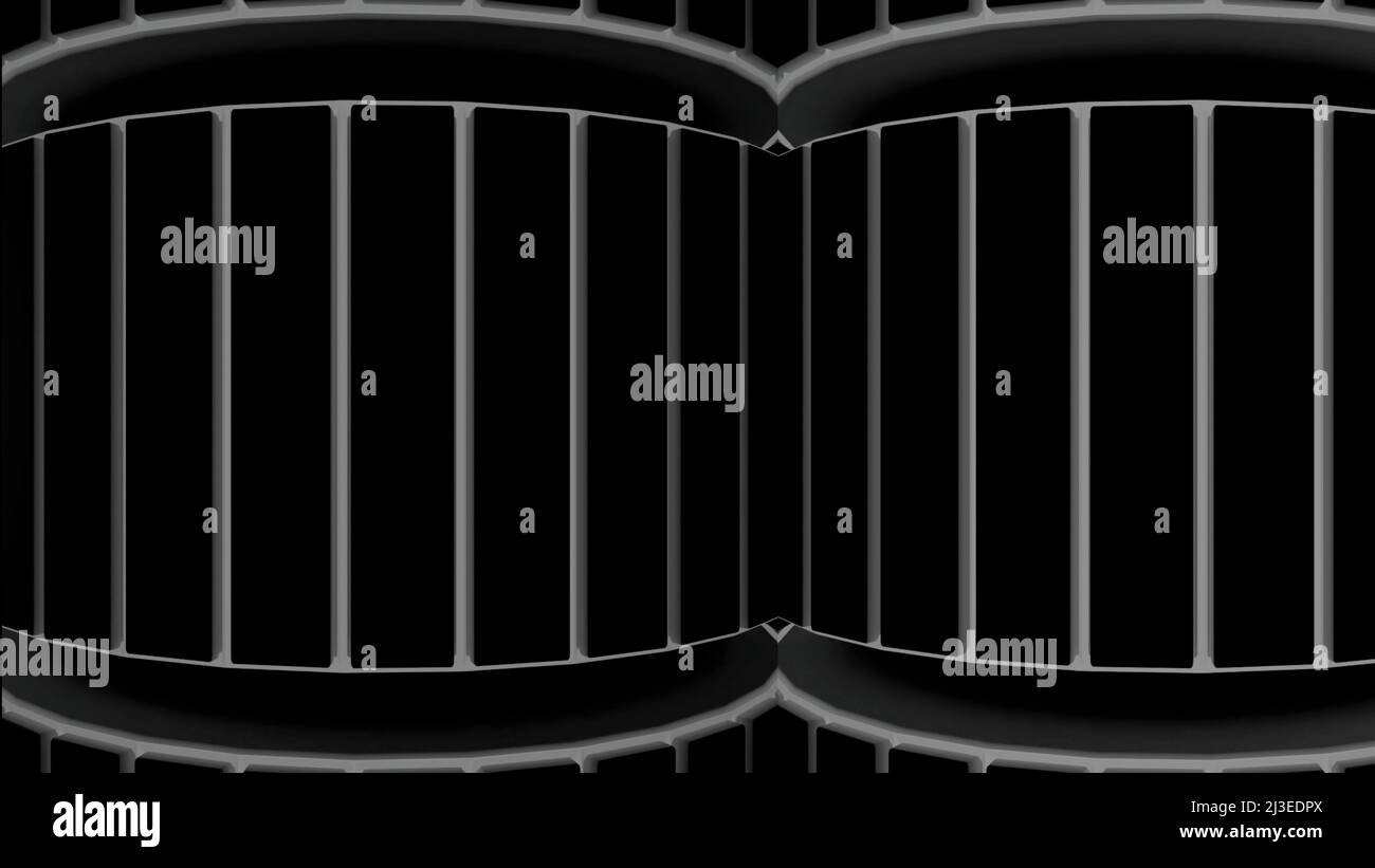 Abstract rotating bobbin silhouettes on a black background, seamless ...