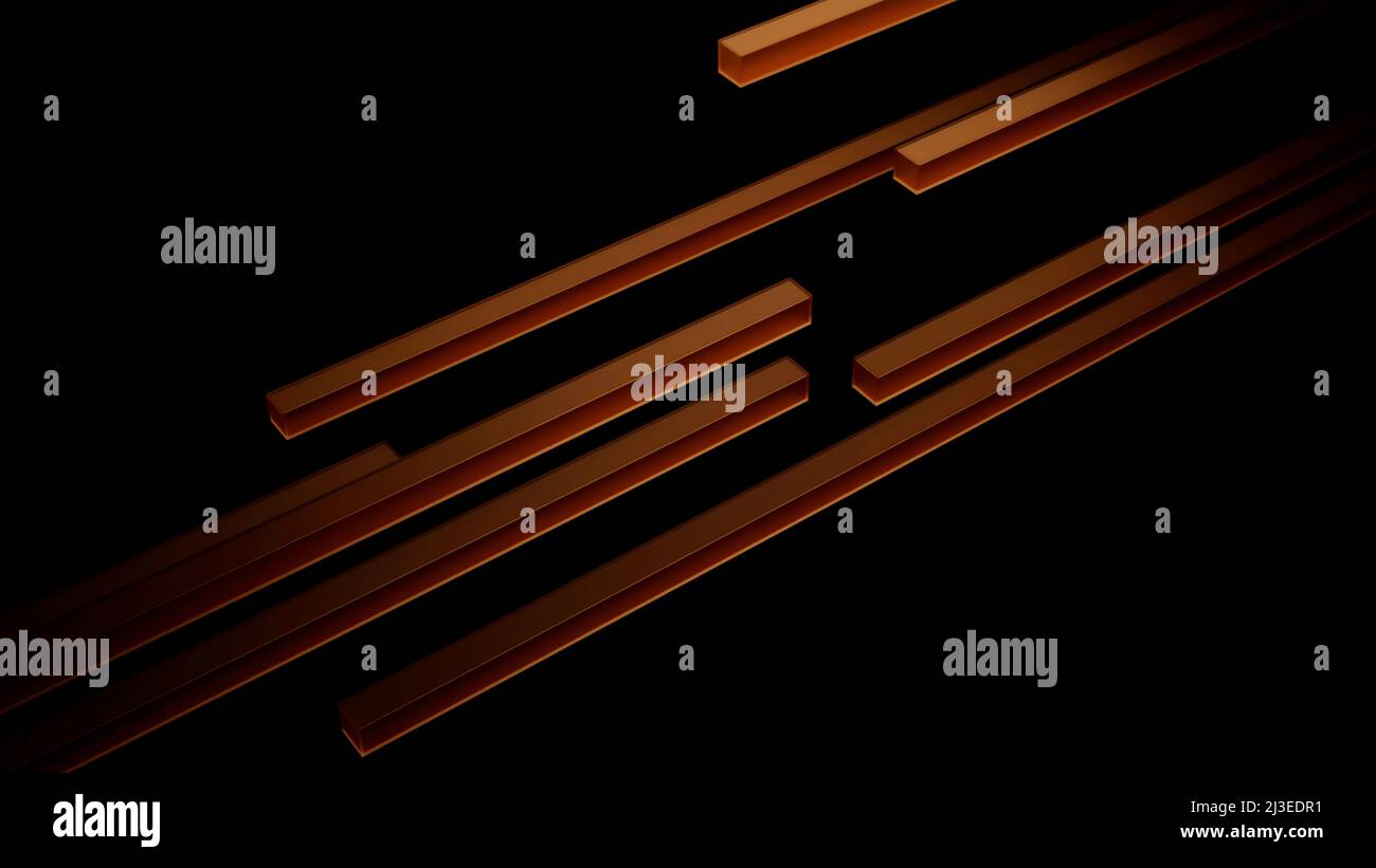 Abstract diagonal movement of colorful bars isolated on a black ...