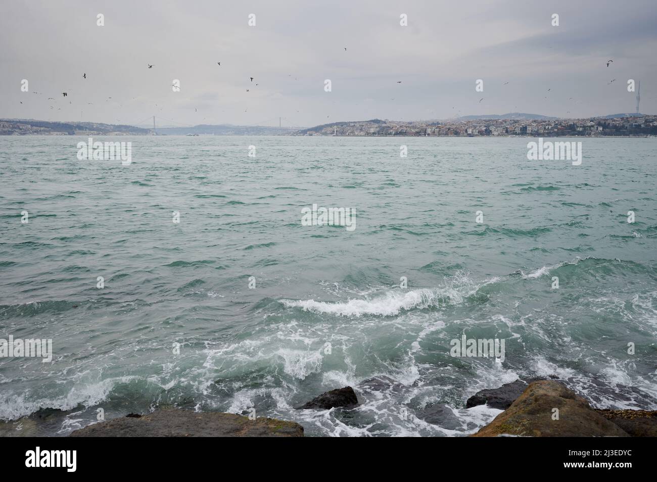 Bosphorus sea water on Istanbul landscape background Stock Photo - Alamy