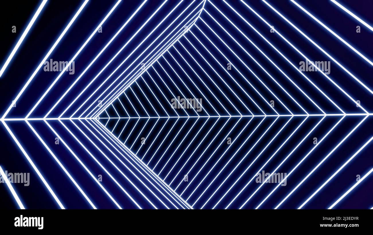 Abstract neon tunnel of colorful lines on a black background, seamless ...