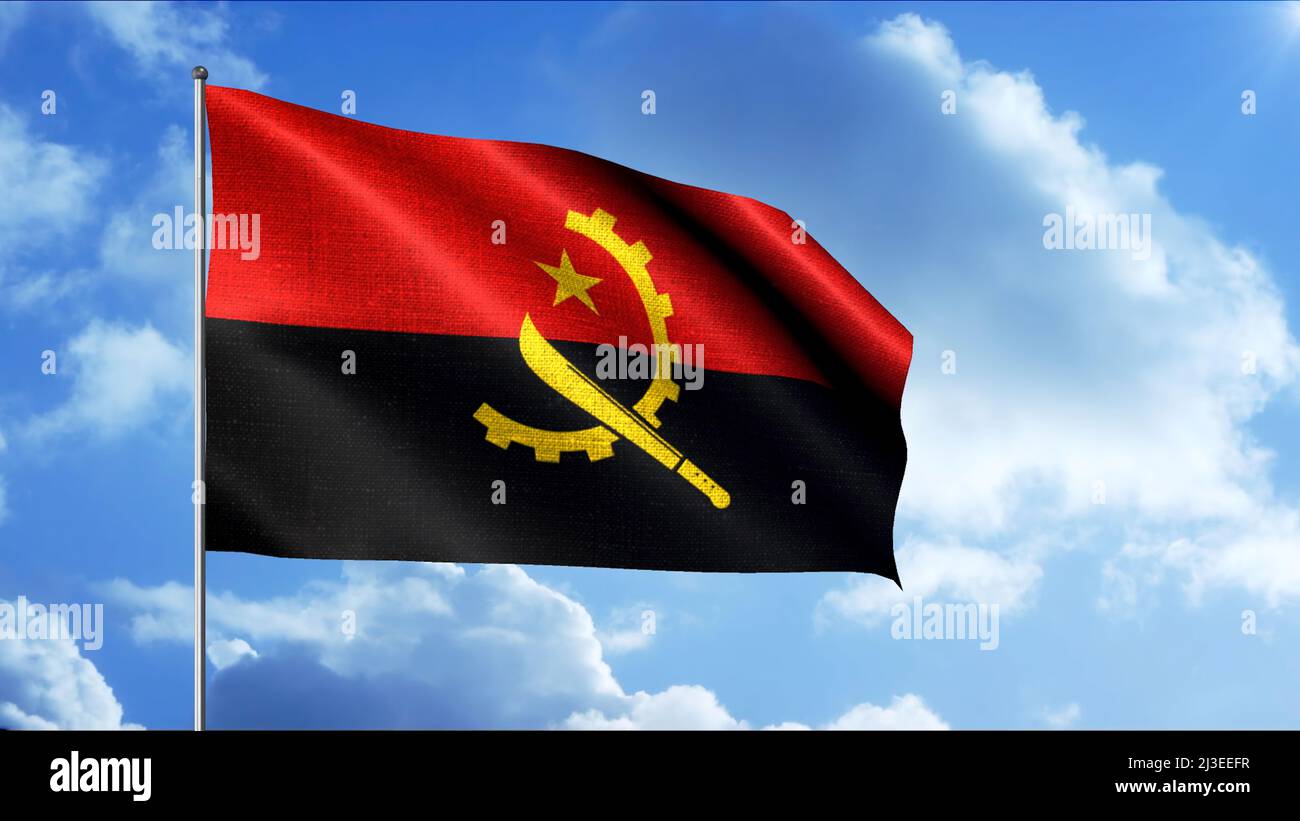 Realistic flag of Angola waving 3d animation, seamless loop. Motion ...