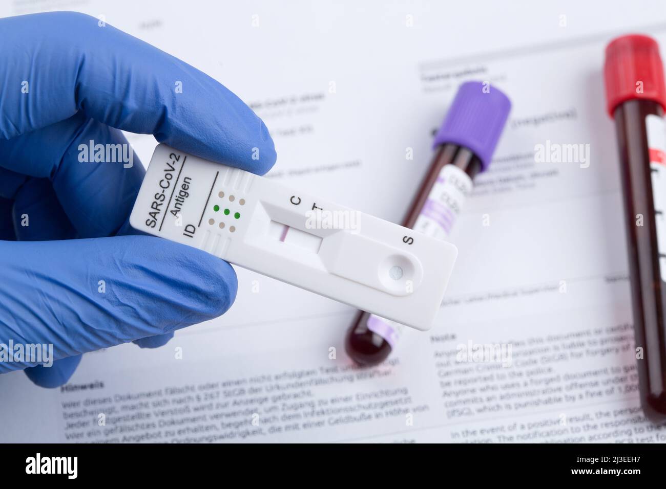 Express corona test. Negative covid antigen test Stock Photo - Alamy