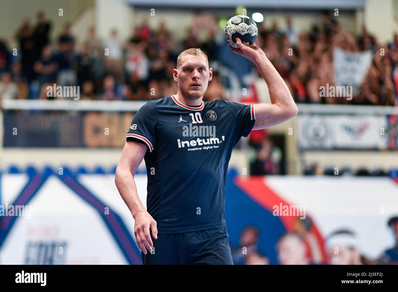 Dainis Kristopans of PSG during the EHF Champions League, Play-offs ...