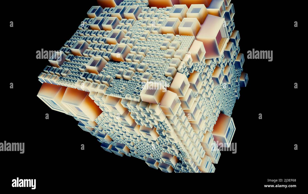 Abstract plastic 3D cube spinning on a black background, seamless loop ...