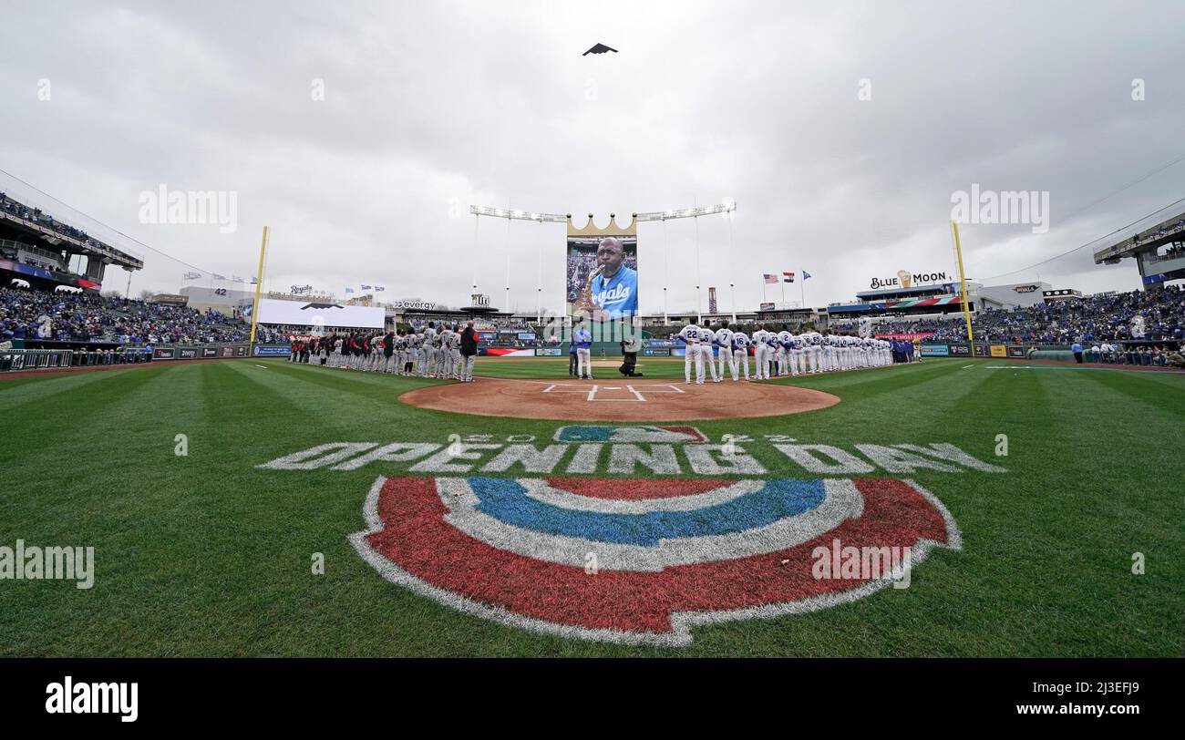 Apr 07, 2022: Opening day stealth bomber fly over at Kauffman Stadium ...
