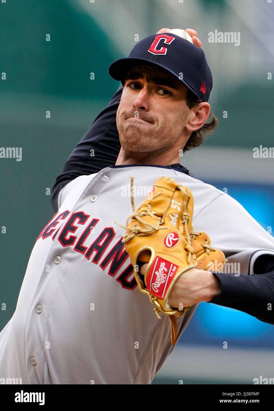 Apr 07, 2022: Cleveland Guardians pitcher Shane Bieber (57) makes the ...