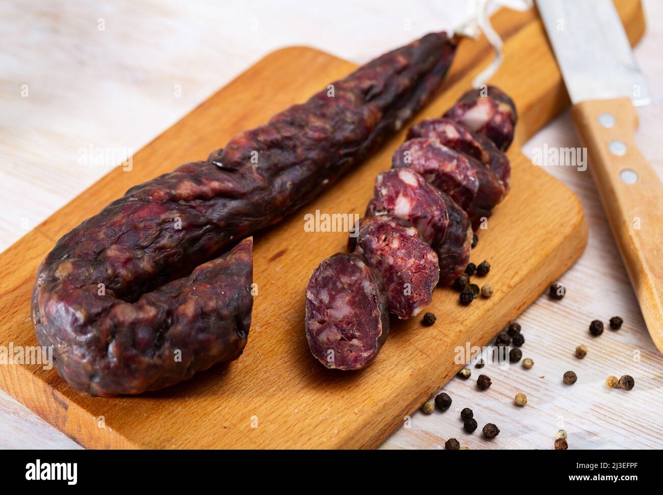 French dry sausage with liver Stock Photo - Alamy