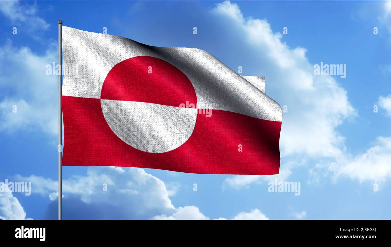 Waving national flag of Greenland in realistic 3D style. Motion. Moving ...