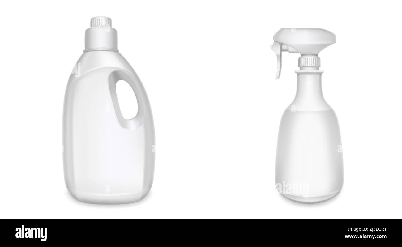 Plastic bottles for household chemicals, detergent, soap and cleaners ...
