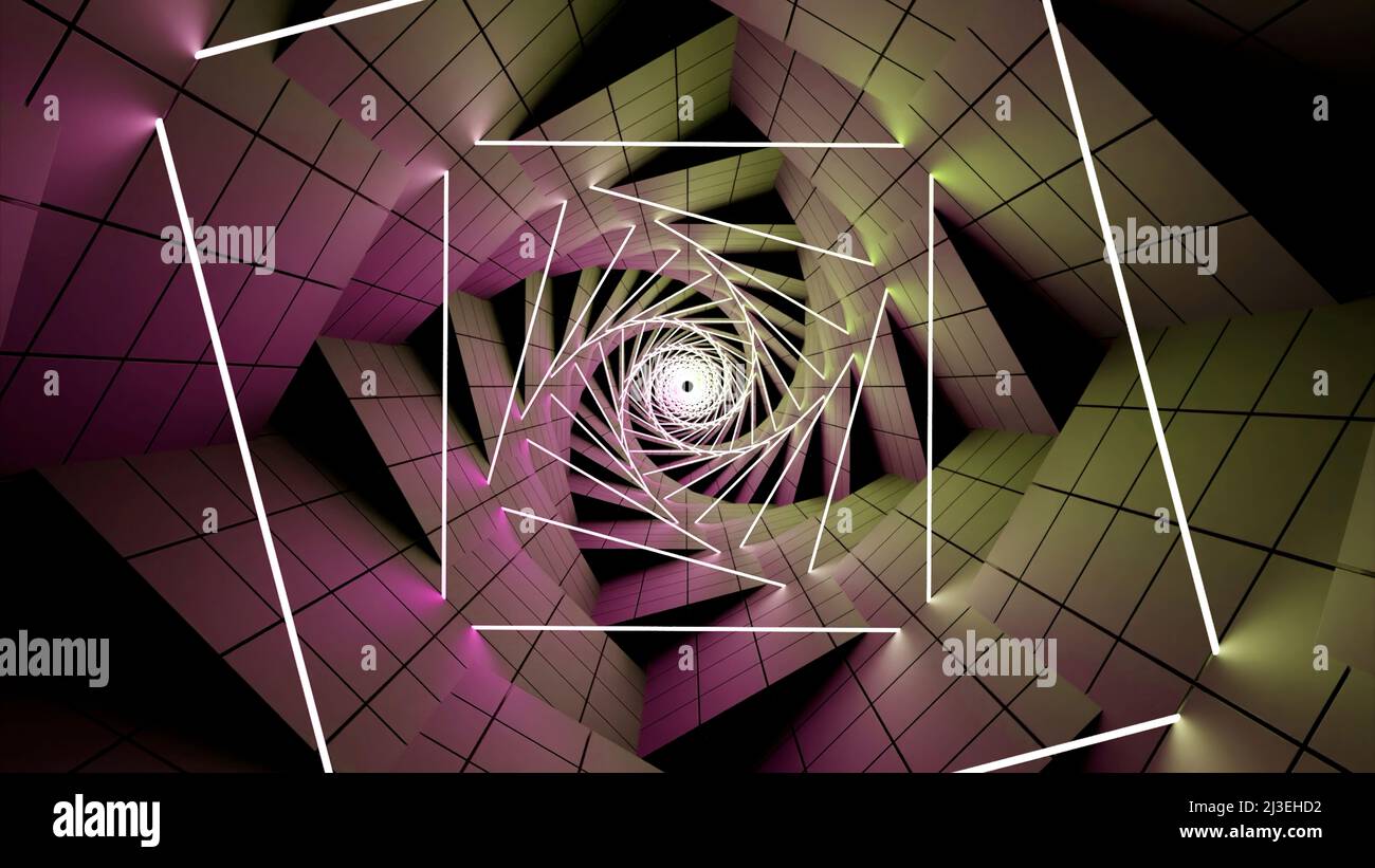 Cyberspace tunnel concept with spinning rhombuses, seamless loop ...