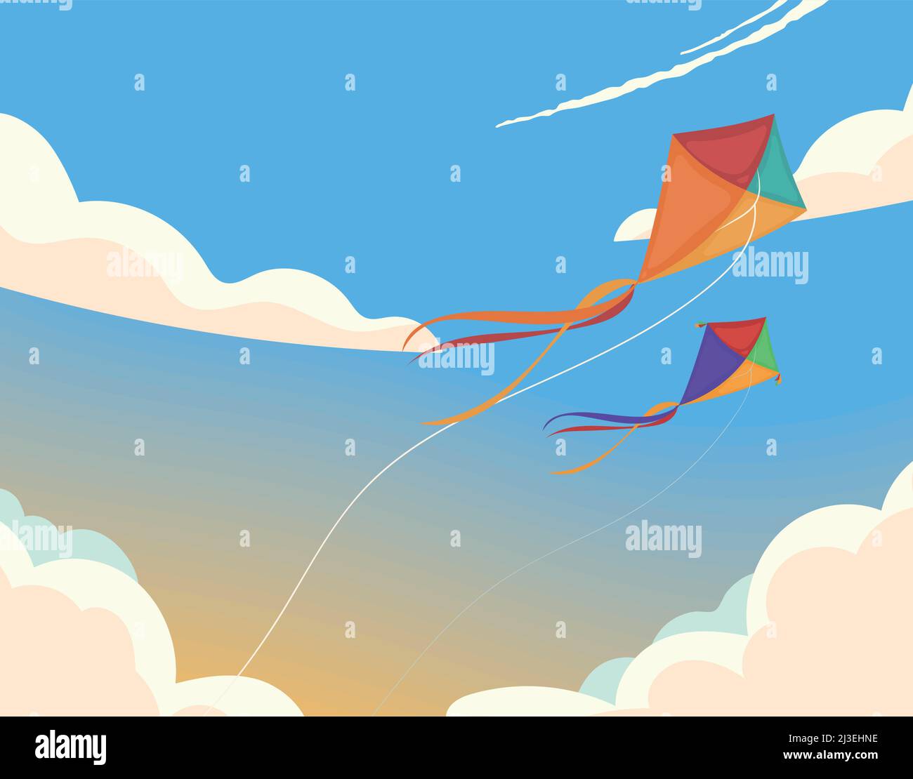 flying kites in the sky Stock Vector Image & Art - Alamy