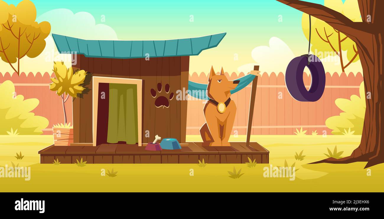 Dog doghouse yard bone hi-res stock photography and images - Alamy