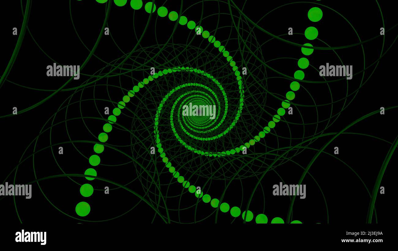 Hypnotic spiral with chain of twisting chain. Design. Rotating chains ...