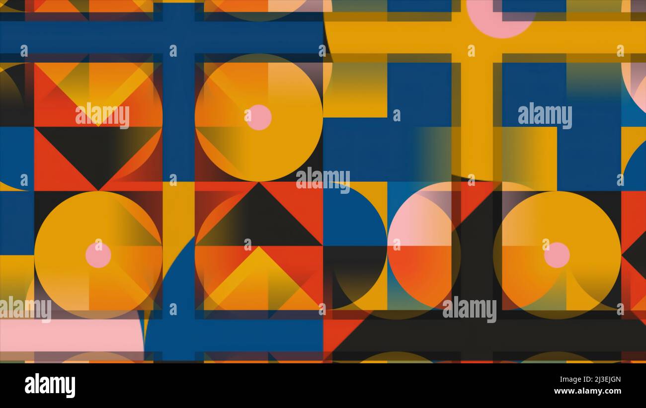 Colorful geometric pattern with moving figures in square. Motion ...