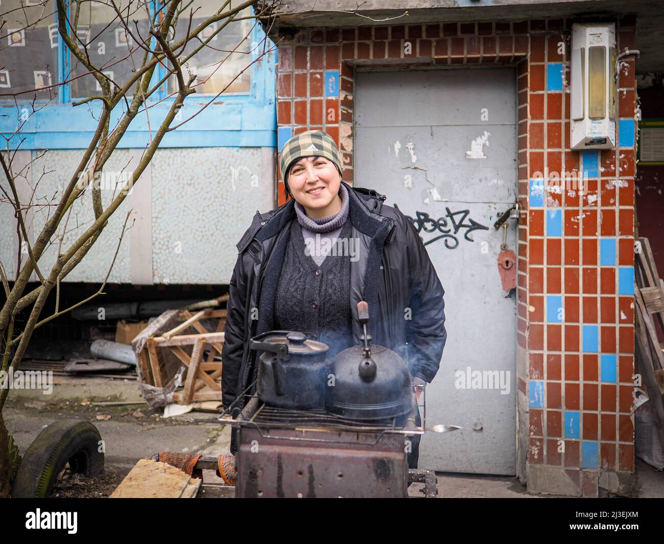 Bucha, Ukraine. 06th Apr, 2022. Irina who survived weeks of occupation ...