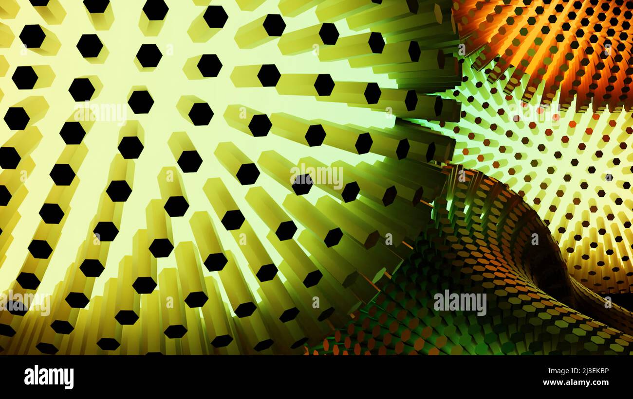 3D animation with bulging abstract circles. Design. Glowing bulges move ...