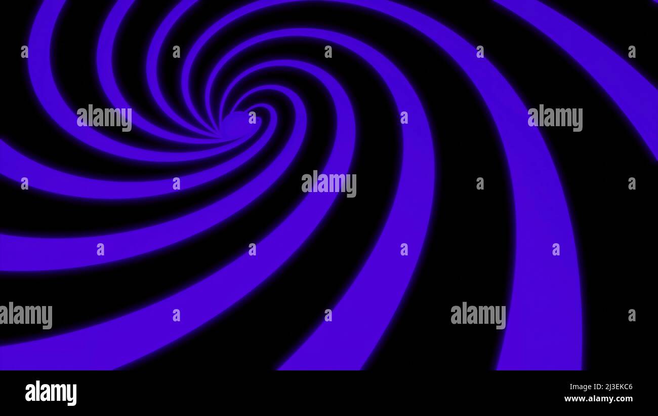 Rotating hypnotic spiral in circle. Design. Bright lines rotating in spiral on black background ...