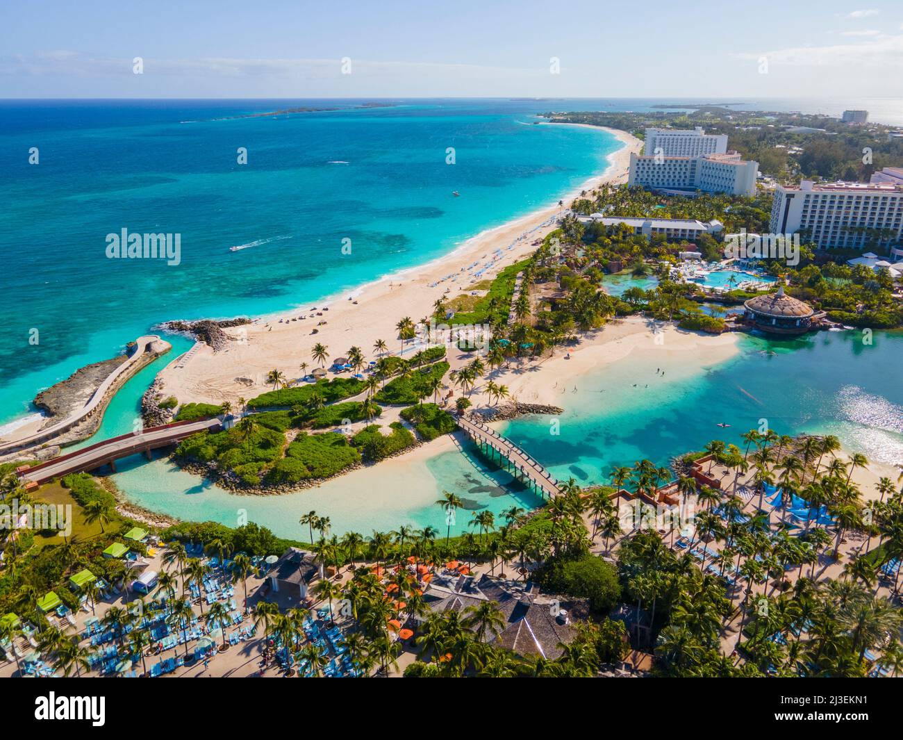 Paradise Beach and Paradise Lagoon aerial view at Atlantis Hotel on ...