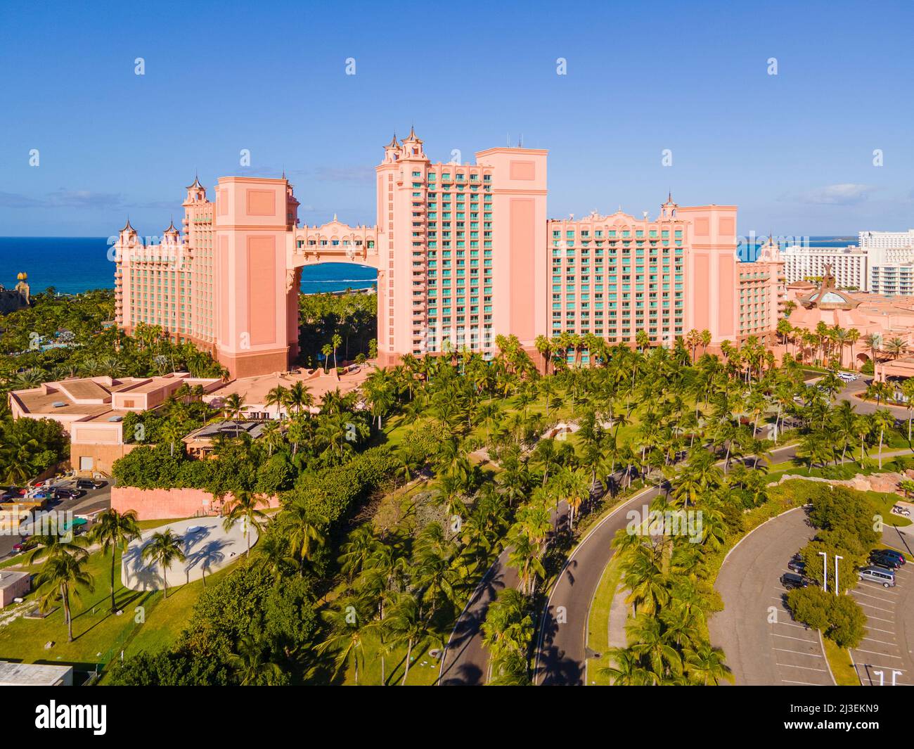 Aerial view of The Royal Tower at Atlantis Hotel on Paradise Island ...