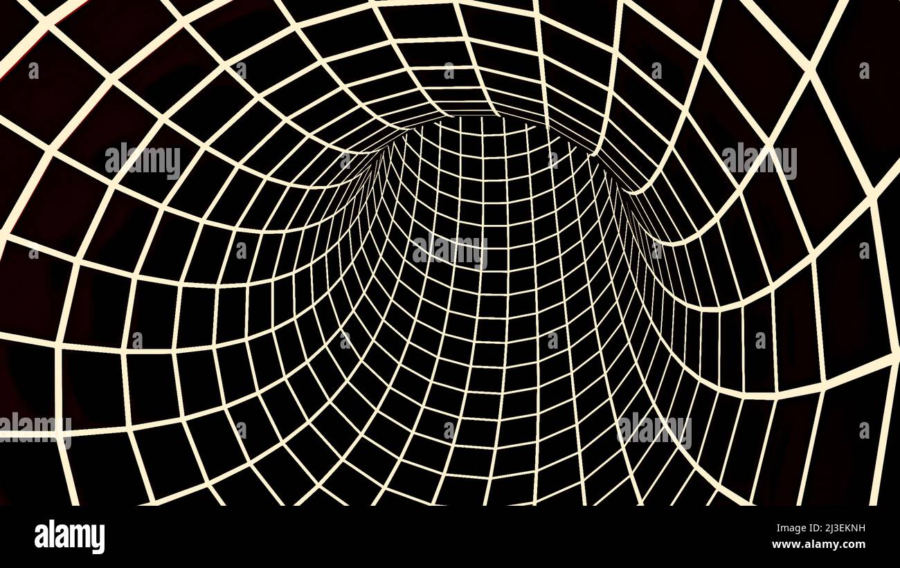 Fast hypnotic tunnel with grid. Design. Cybernetic grid inside virtual ...