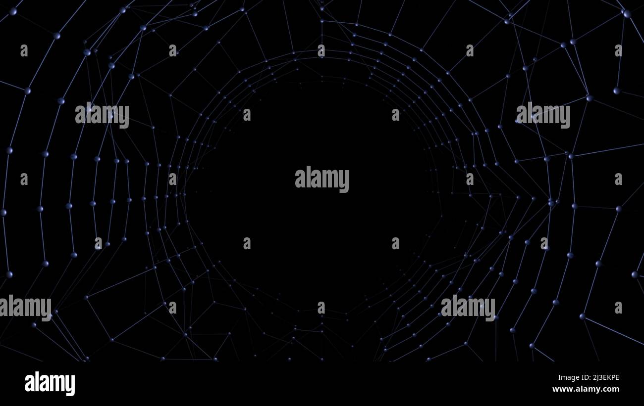 Tunnel with vibrating grid. Design. Virtual tunnel with pulsating mesh ...