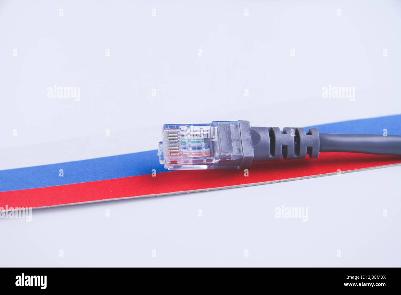 Internet and Russia. Internet cable on the background of the Russian ...