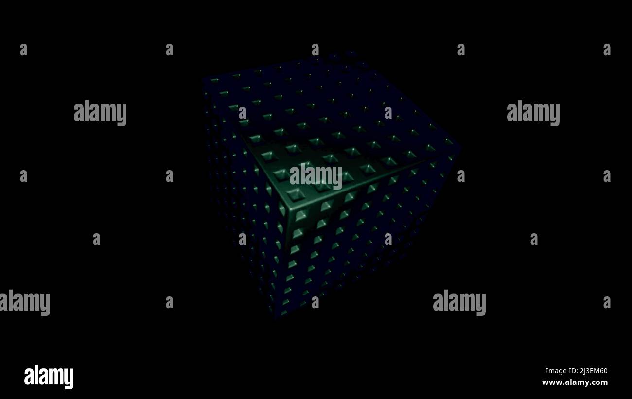 Rotating 3d cube on black background. Design. Metal cube rotates in ... Rotating 3d cube on black background. Design. Metal cube rotates in ...