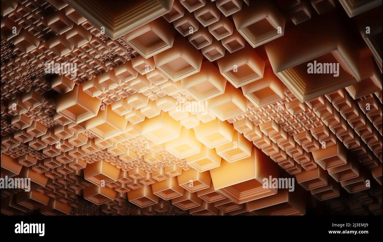 Moving background with convex 3d squares. Design. Moving platform with ...