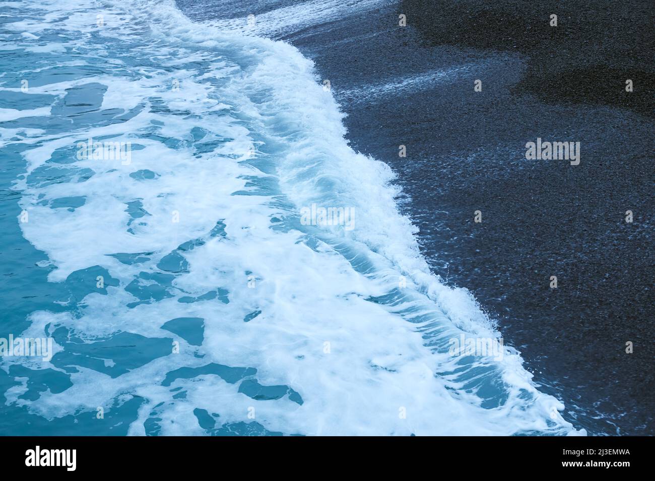 Winter landscape, sea and waves. Russia, the Black Sea. Front view ...