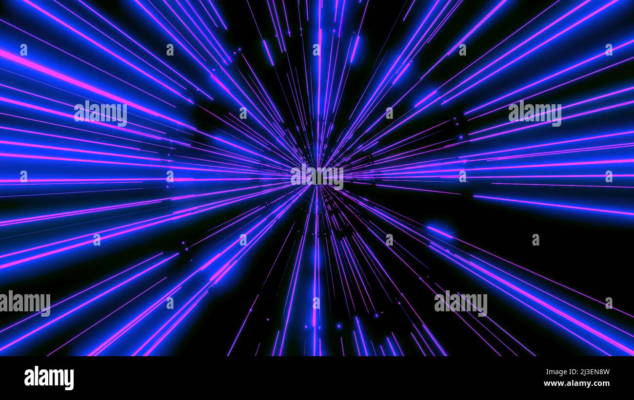 Slow space tunnel with neon lines. Design. Galactic tunnel with long ...