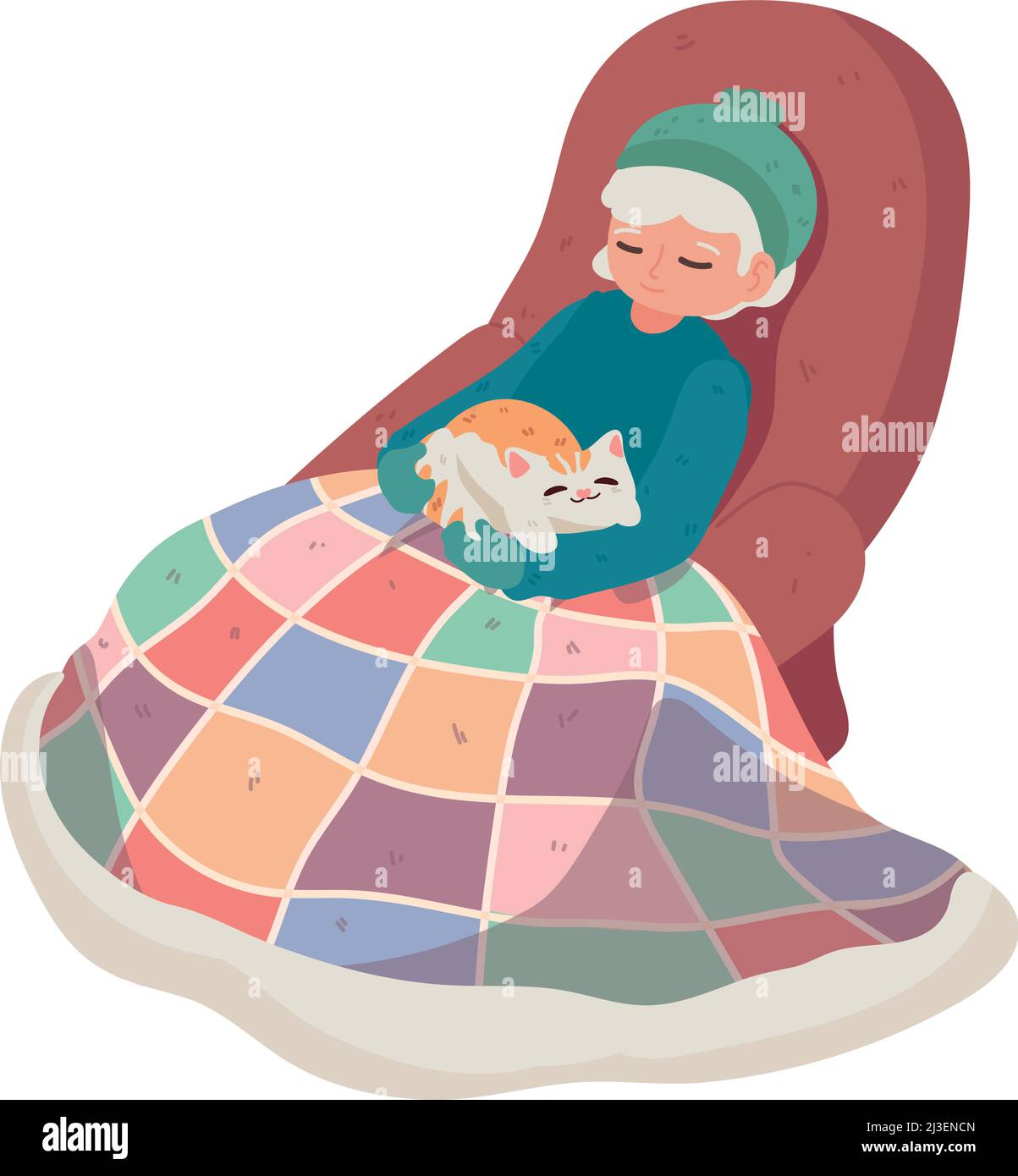 Cute cat senior woman Stock Vector Images - Alamy