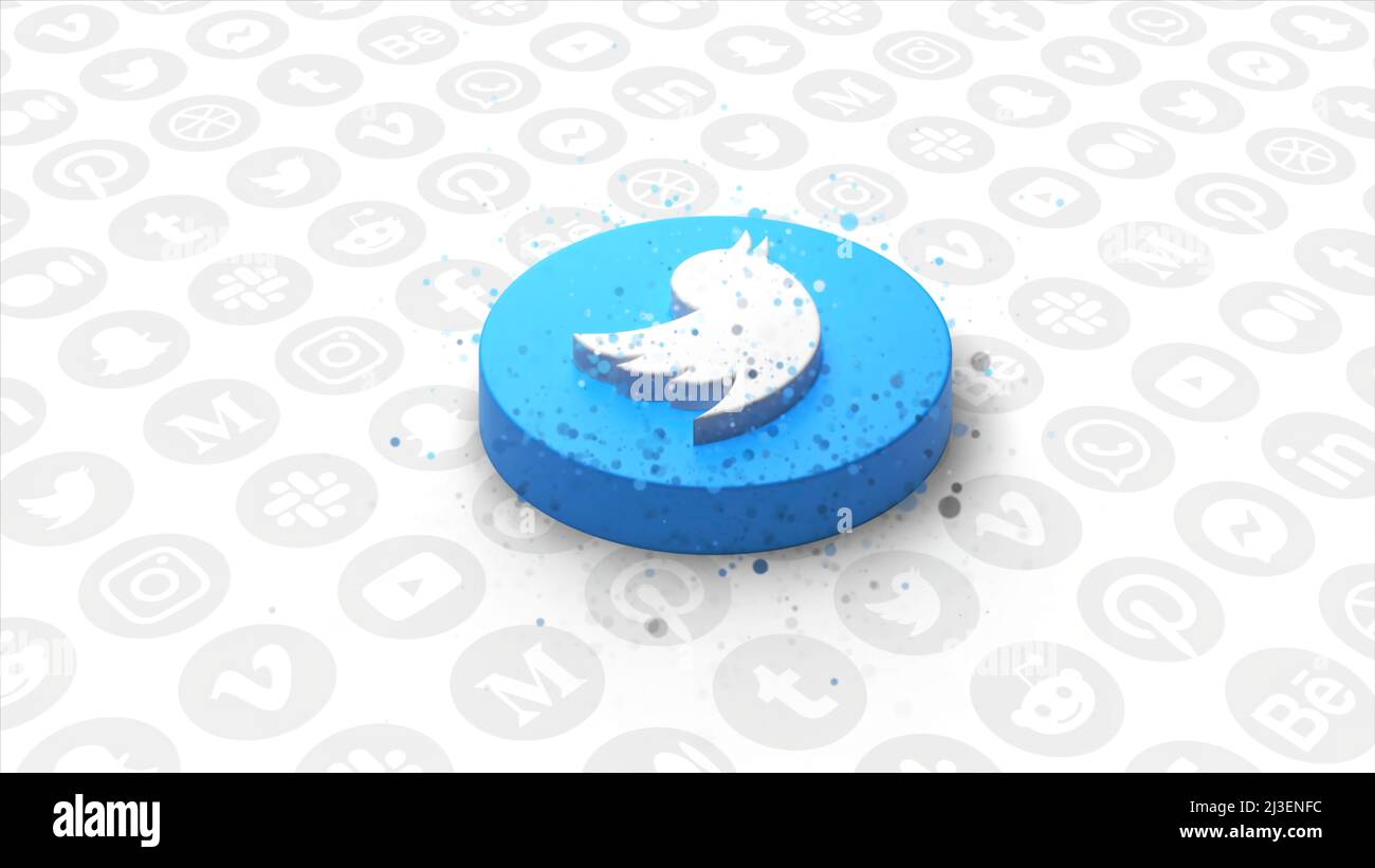 Appearance of social network sign. Motion. Colored spots are collected ...