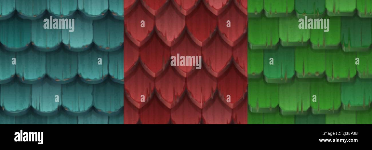 Old roof tile textures, traditional house cover with color wooden tiles ...