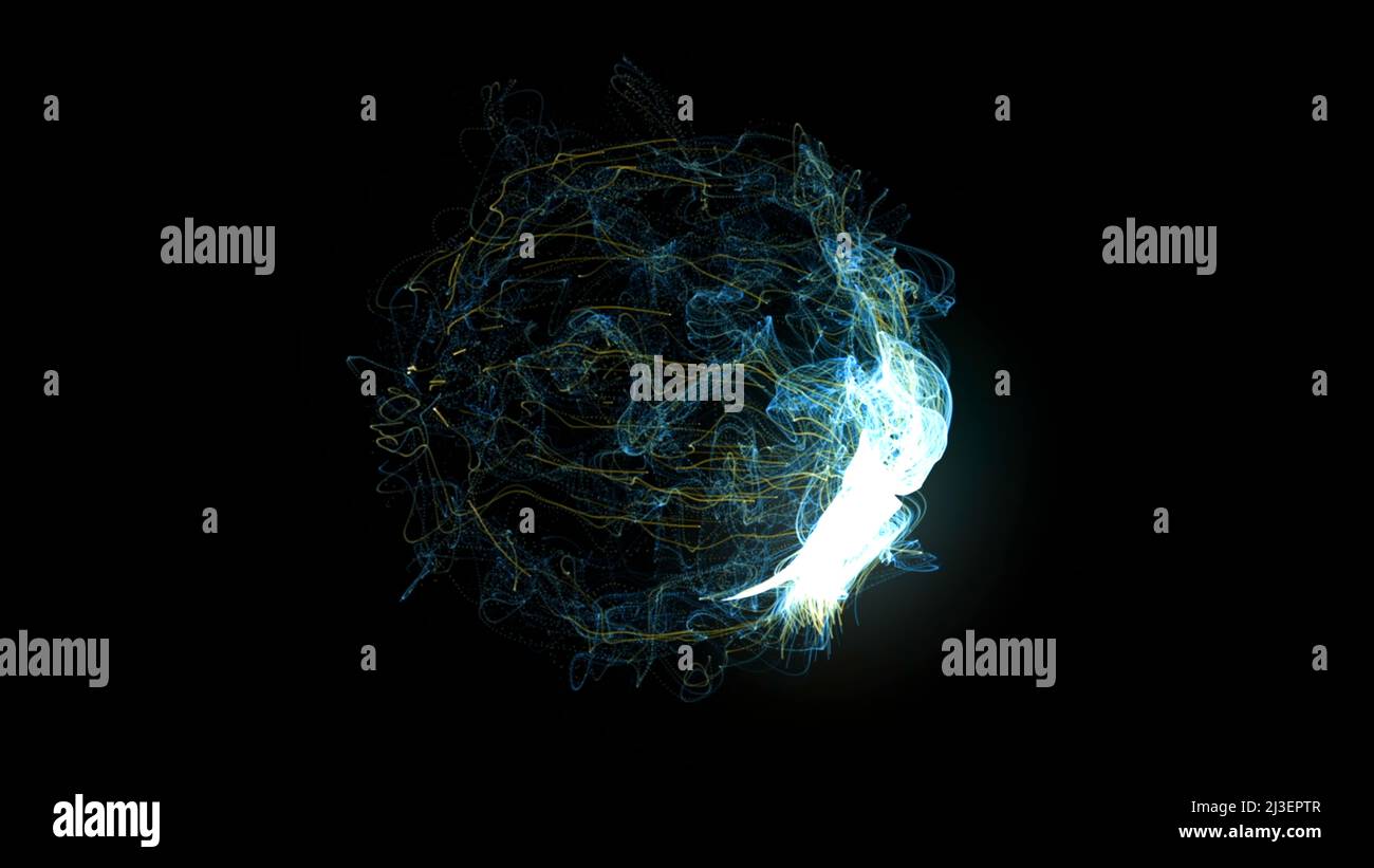 Colorful energy waves in sphere. Motion. Beautiful vibrations of wave ...