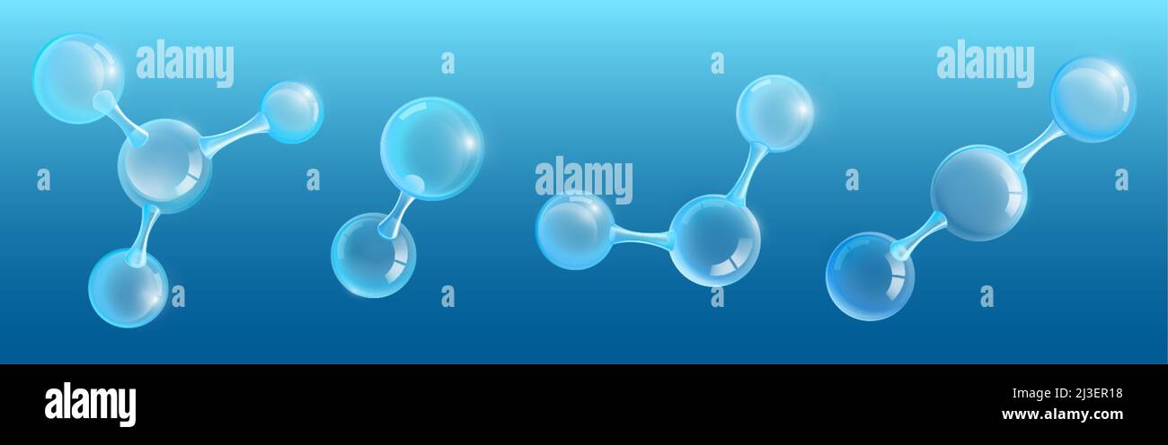 Abstract Molecular Structure From Shiny Glass Spheres Vector Realistic Set Of 3d Molecules