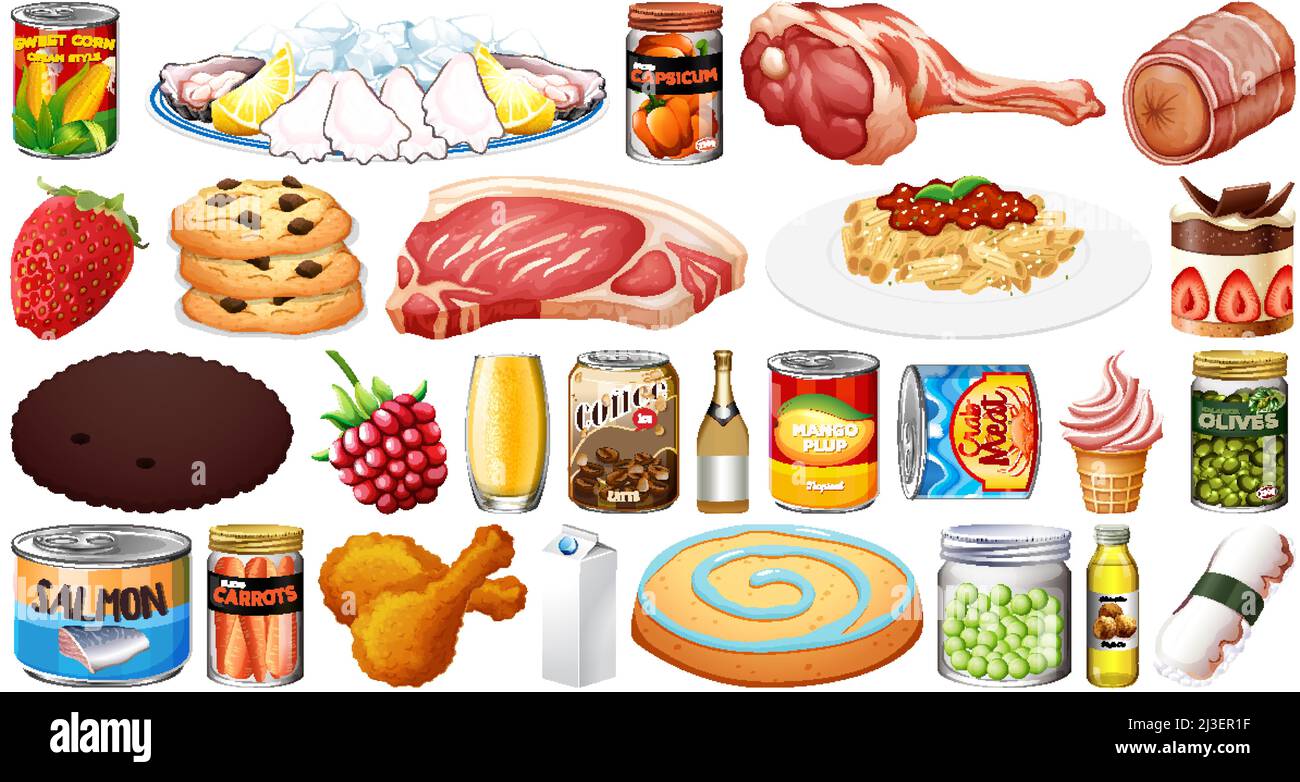 Set of different foods illustration Stock Vector Image & Art - Alamy