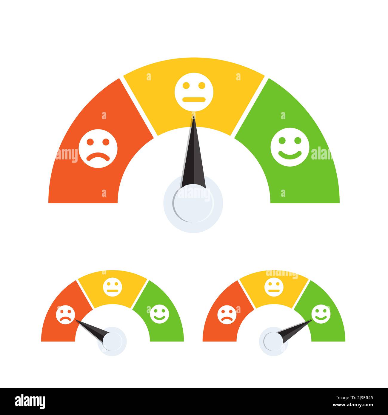 Customer satisfaction meter with three emoticons icon vector for ...