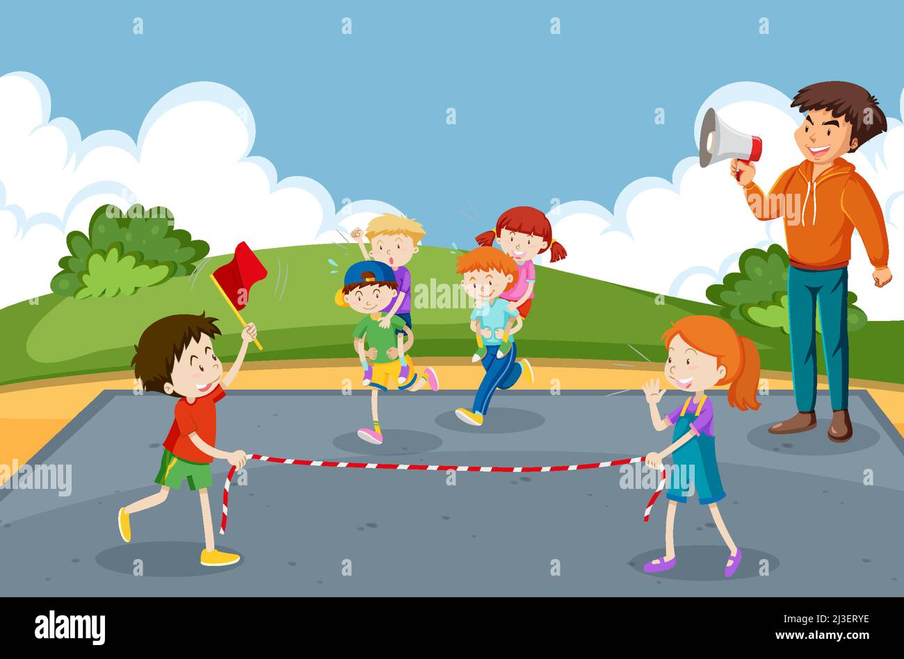 Kids doing physical activity illustration Stock Vector Image & Art - Alamy