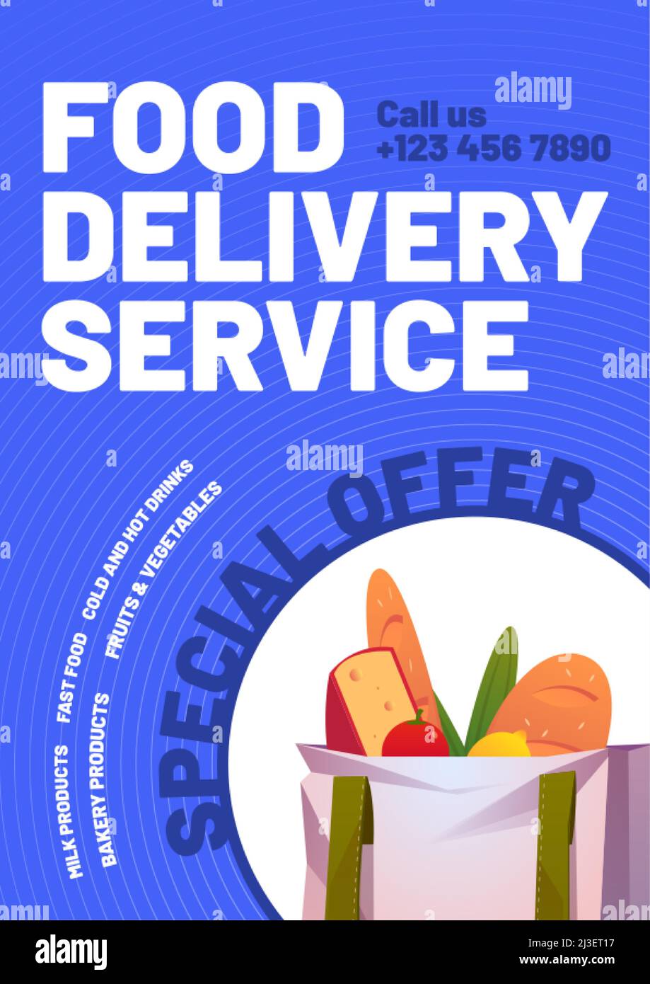 Food delivery service poster. Special offer for order from restaurant ...